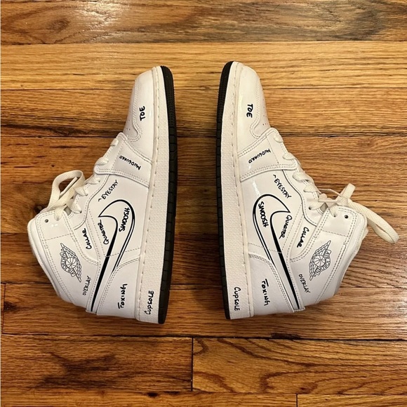 Nike | Shoes | Nike Air Jordan Mid Gs Sz 7 White Black Schematics ...